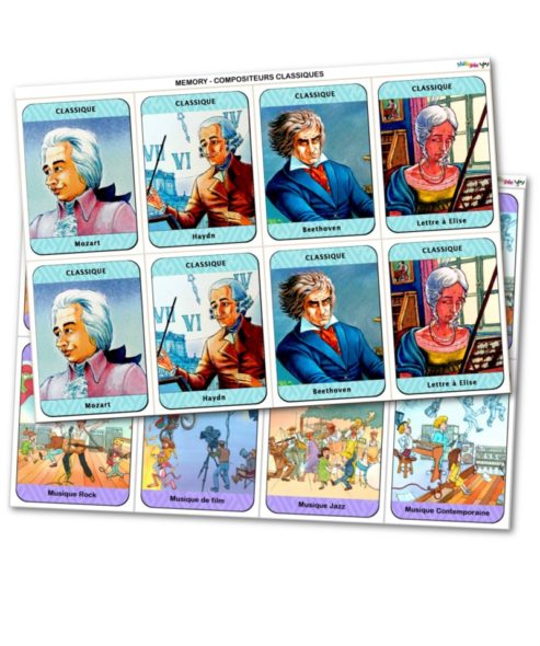 Mémory compositeurs à imprimerà imprimer, jeux - Éditions Mélopie