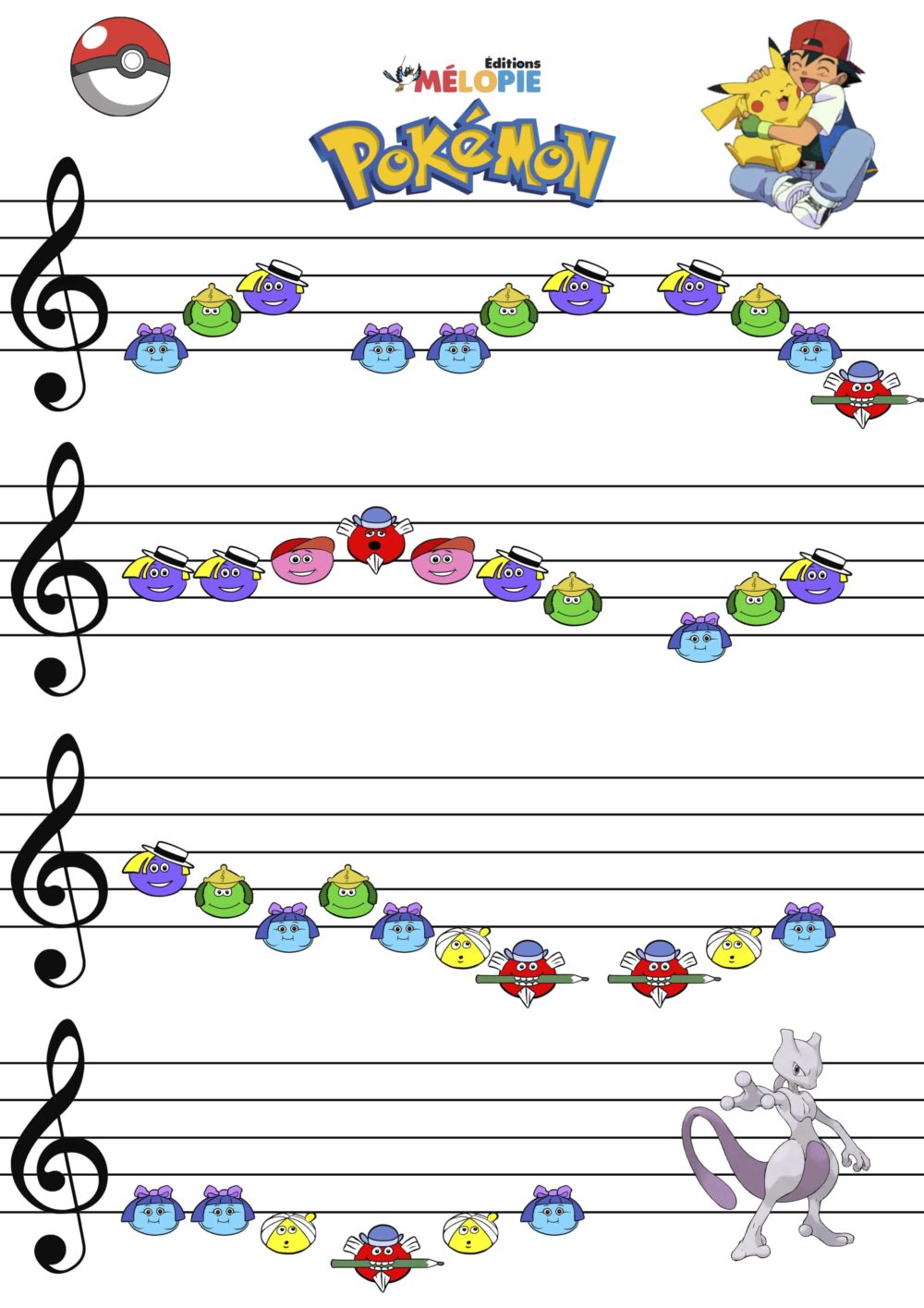 Pokemon, attrapez-les tous : partition de piano facile | MÉLOPIE